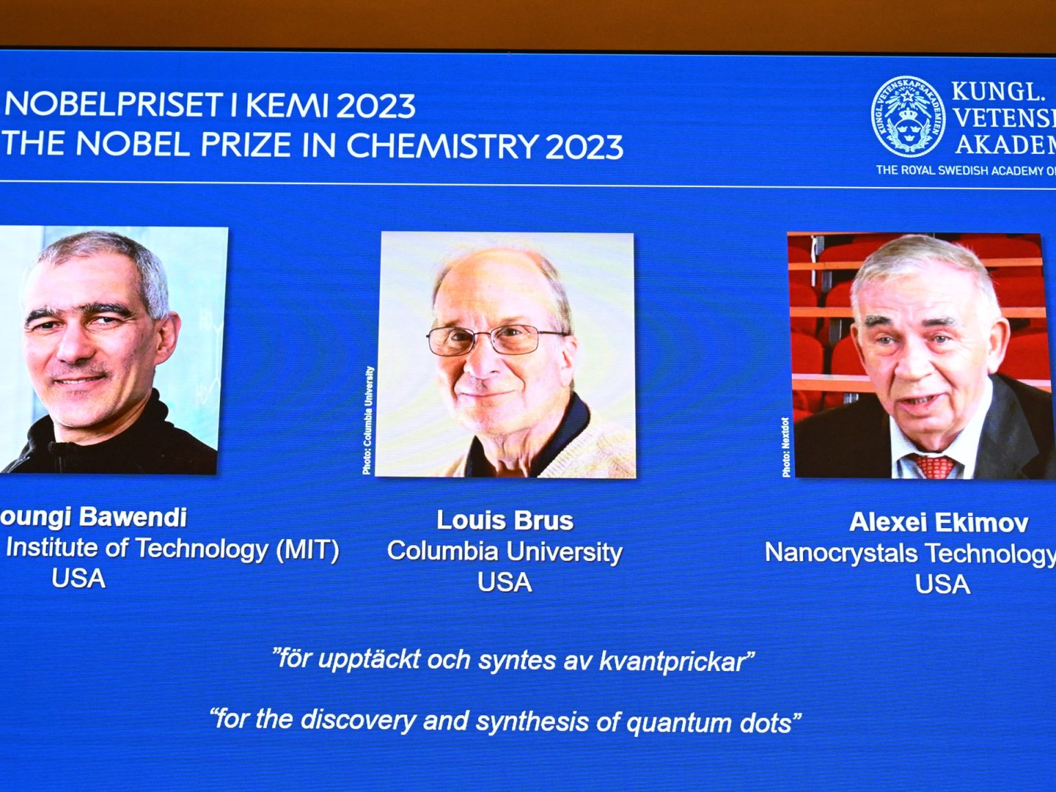 Moungi Bawendi, Louis Brus e Alexei Ekimov vincono il Premio Nobel per ...